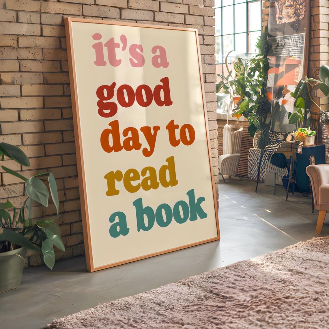 Reading Quote Illustration Wall Art with Oak or Ash Frame, Unframed ...