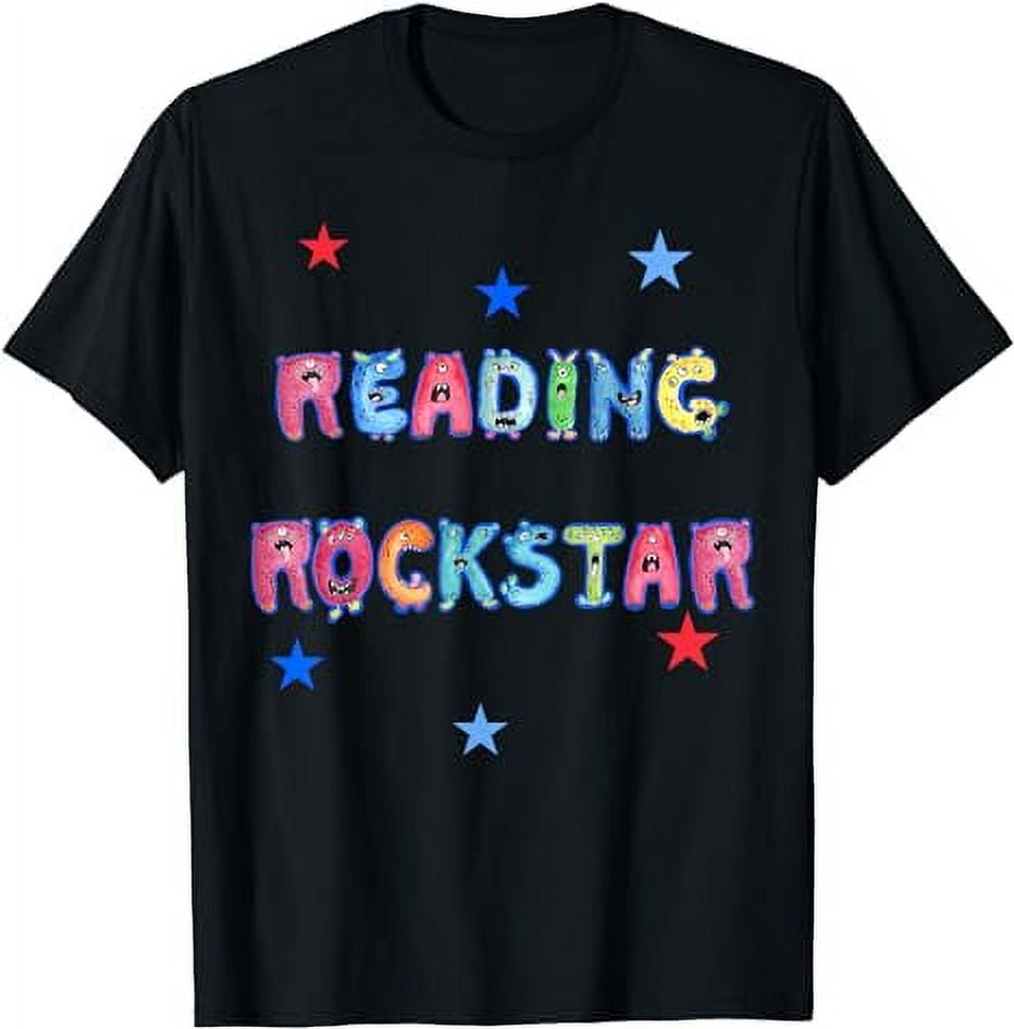 Reading Rockstar, Funny, Cool Monster Alphabet Letters T-Shirt ...