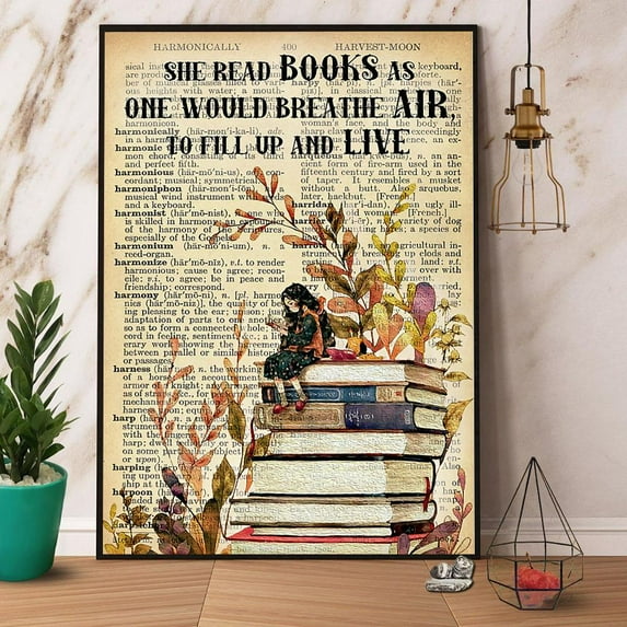 Reading She Read Books As One Would Breathe Air Paper Poster No Frame ...