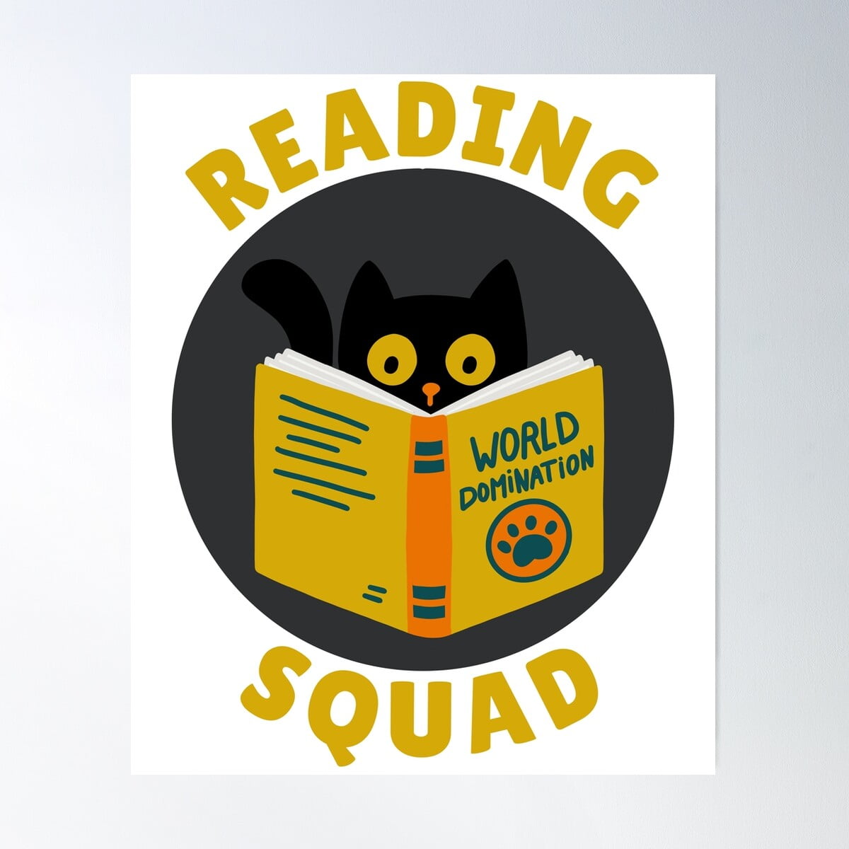 Reading Squad Cat And Book For Teacher Coaches And Librarian Poster ...