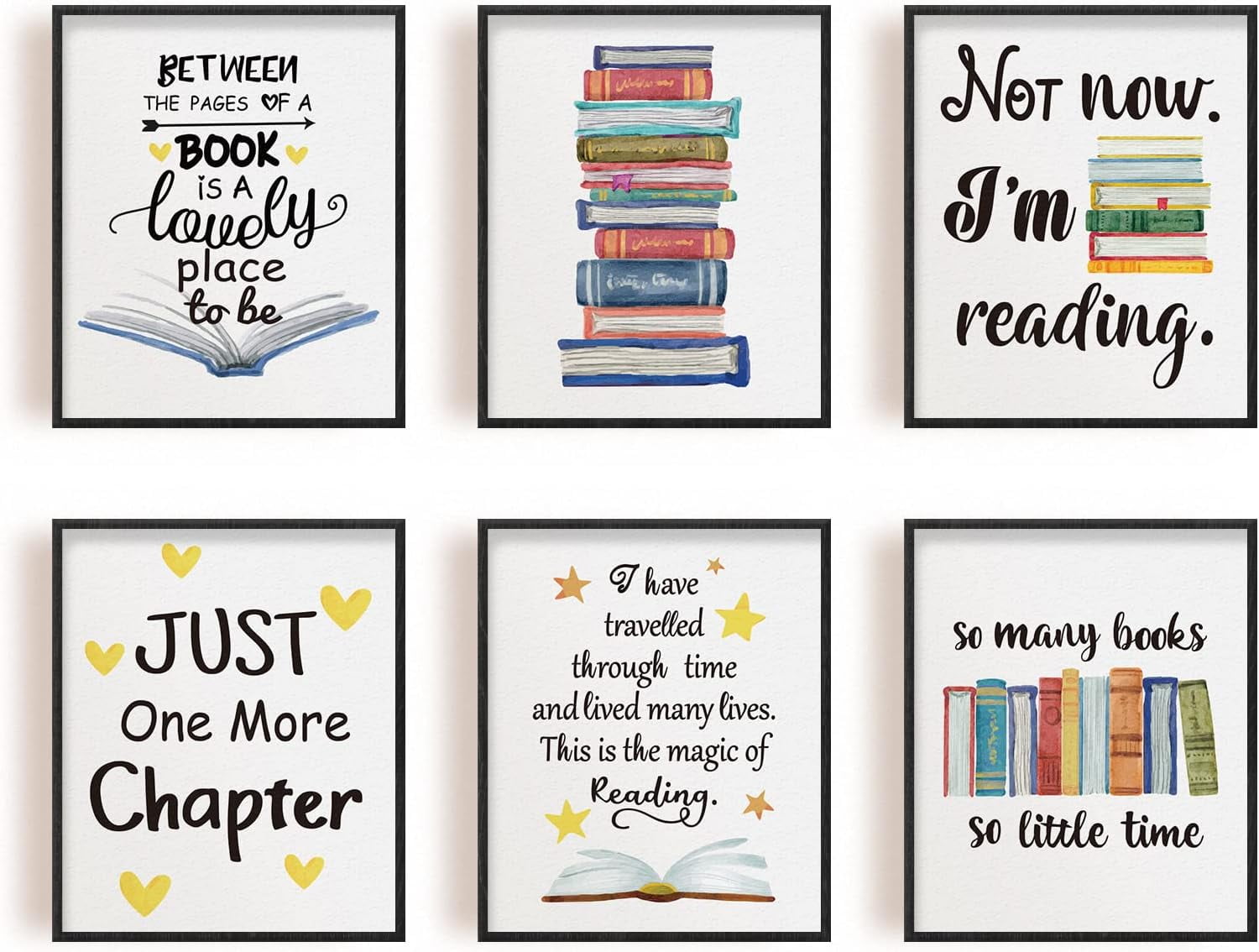 Reading Wall Art Prints 6pcs/set Motivational Book Posters for office ...