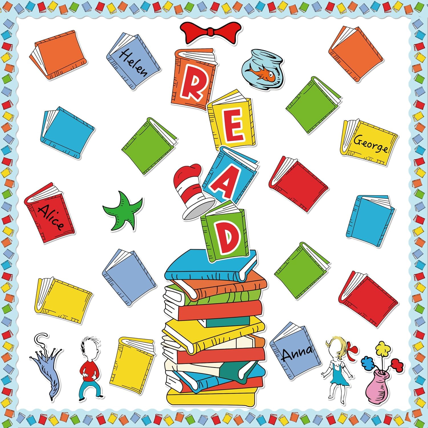 Reading Week Bulletin Board Decoration, 100th Days of School Cutouts ...