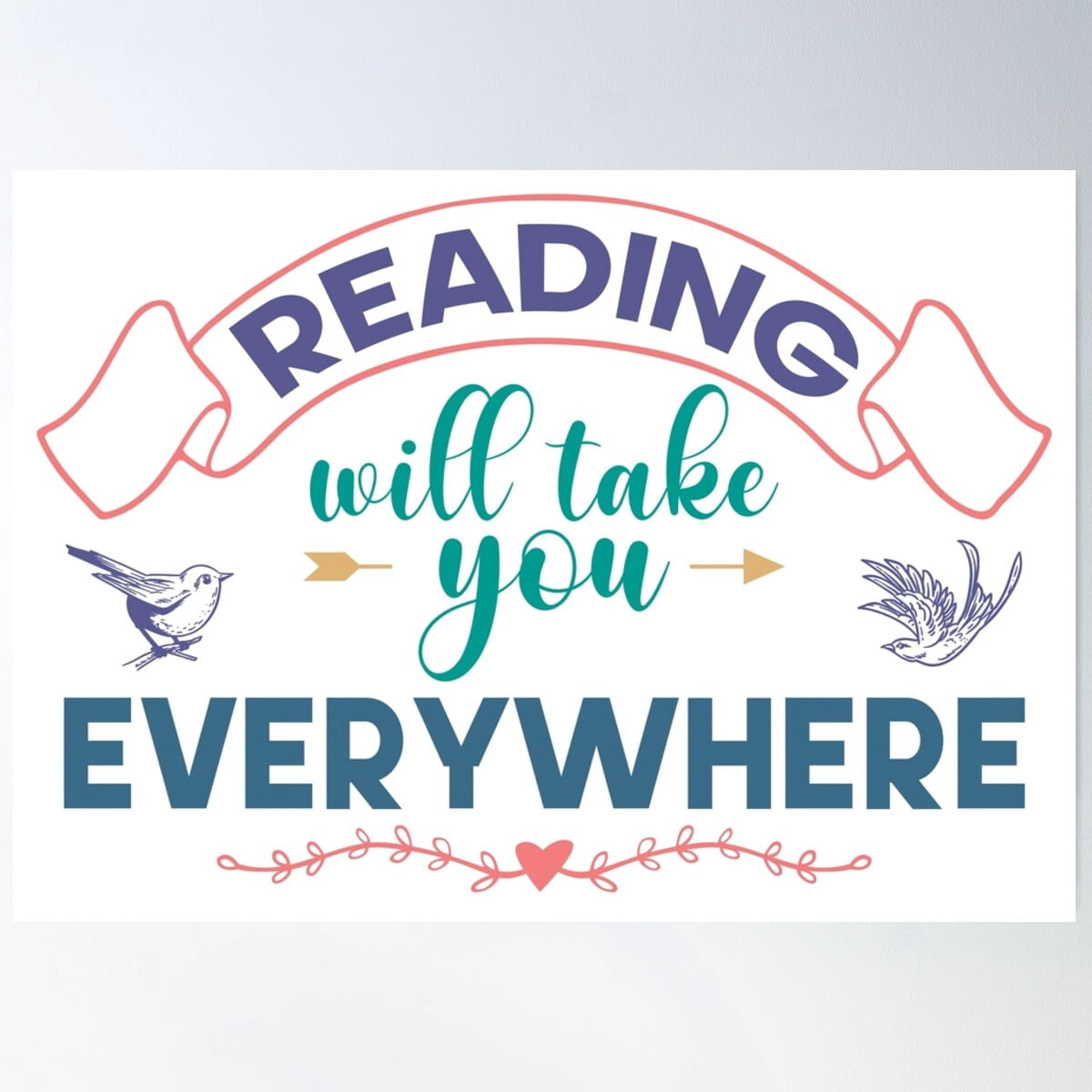 Reading Will Take You Everywhere, Pastel Poster Wall Art, Modern Wall ...