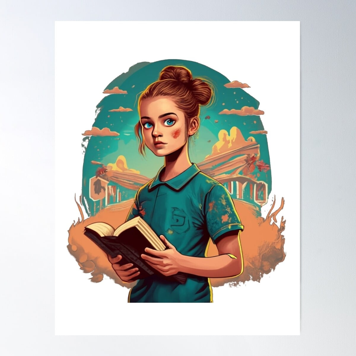 Reading Wisdom Books Girl 4 Colection Poster Wall Art, Modern Wall ...