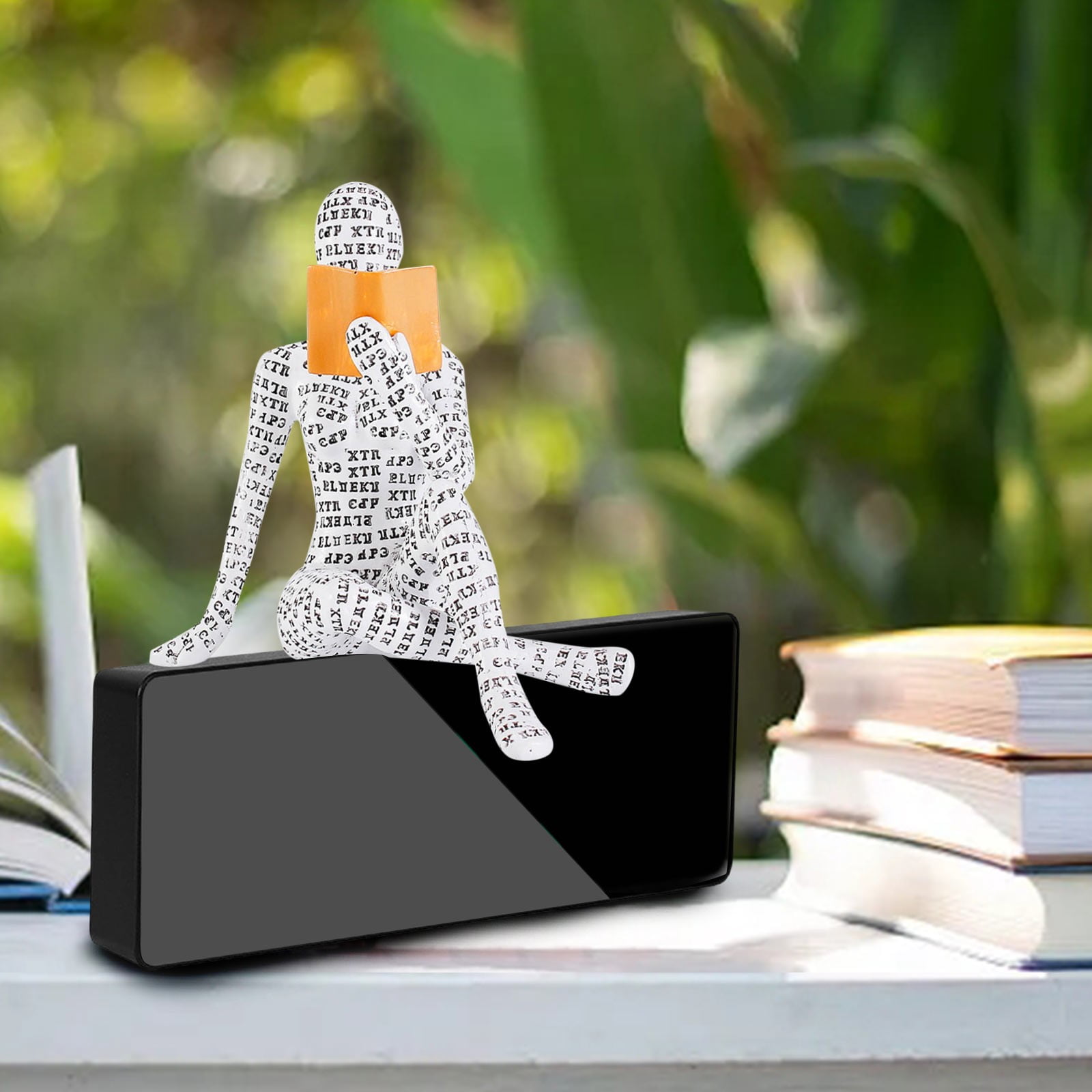 Reading Woman Figurine Pulp Bookshelf Decor Thinker Style Resin Statue ...