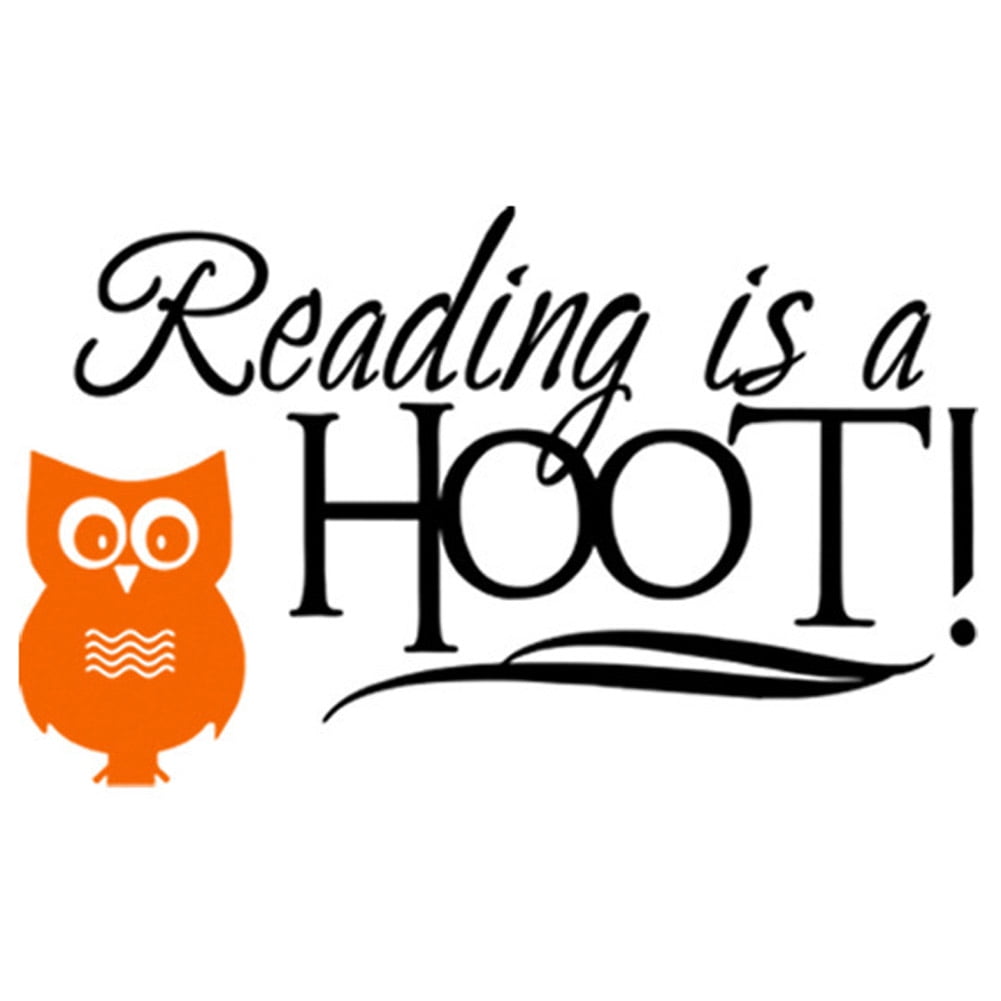 Reading is a Hoot Quote Cartoon Wall Sticker Living Room Home Decal Art ...