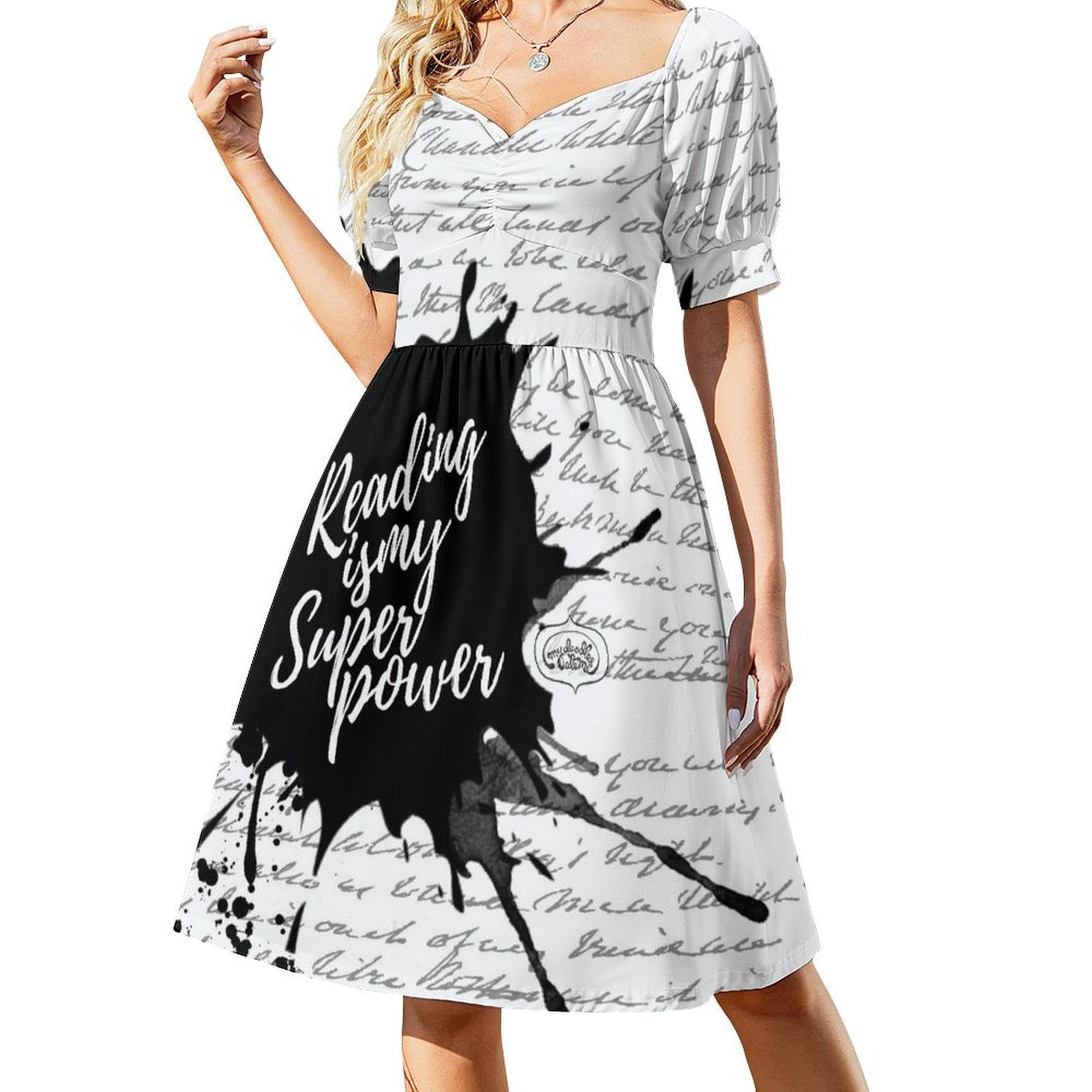 Reading is my Superpower Ink Splatter Lettering Quote Art (White) Short ...