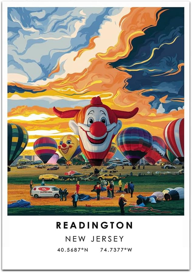 Readington Map Retro Style Travel Canvas, Readington Map Vintage Rustic ...