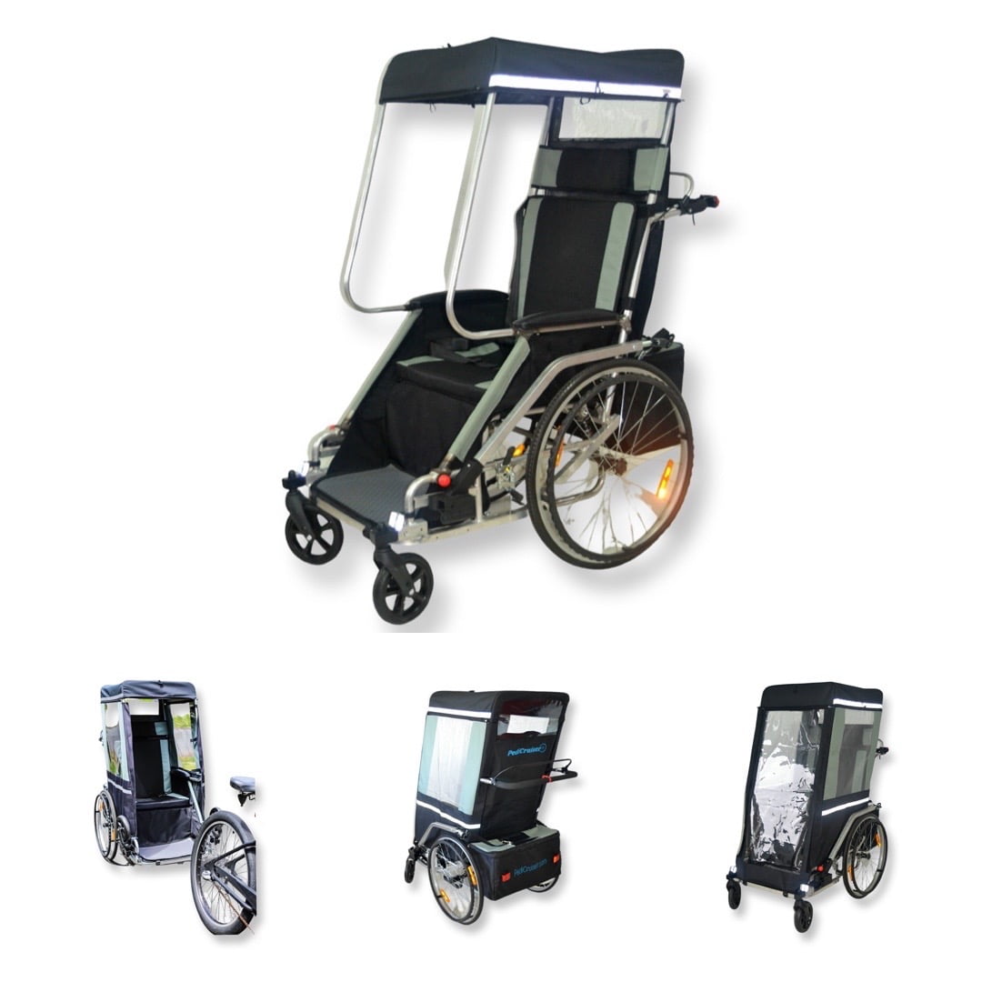 PediCruiser Foldable Adult Bicycle Trailer + Stroller Wheelchair ...