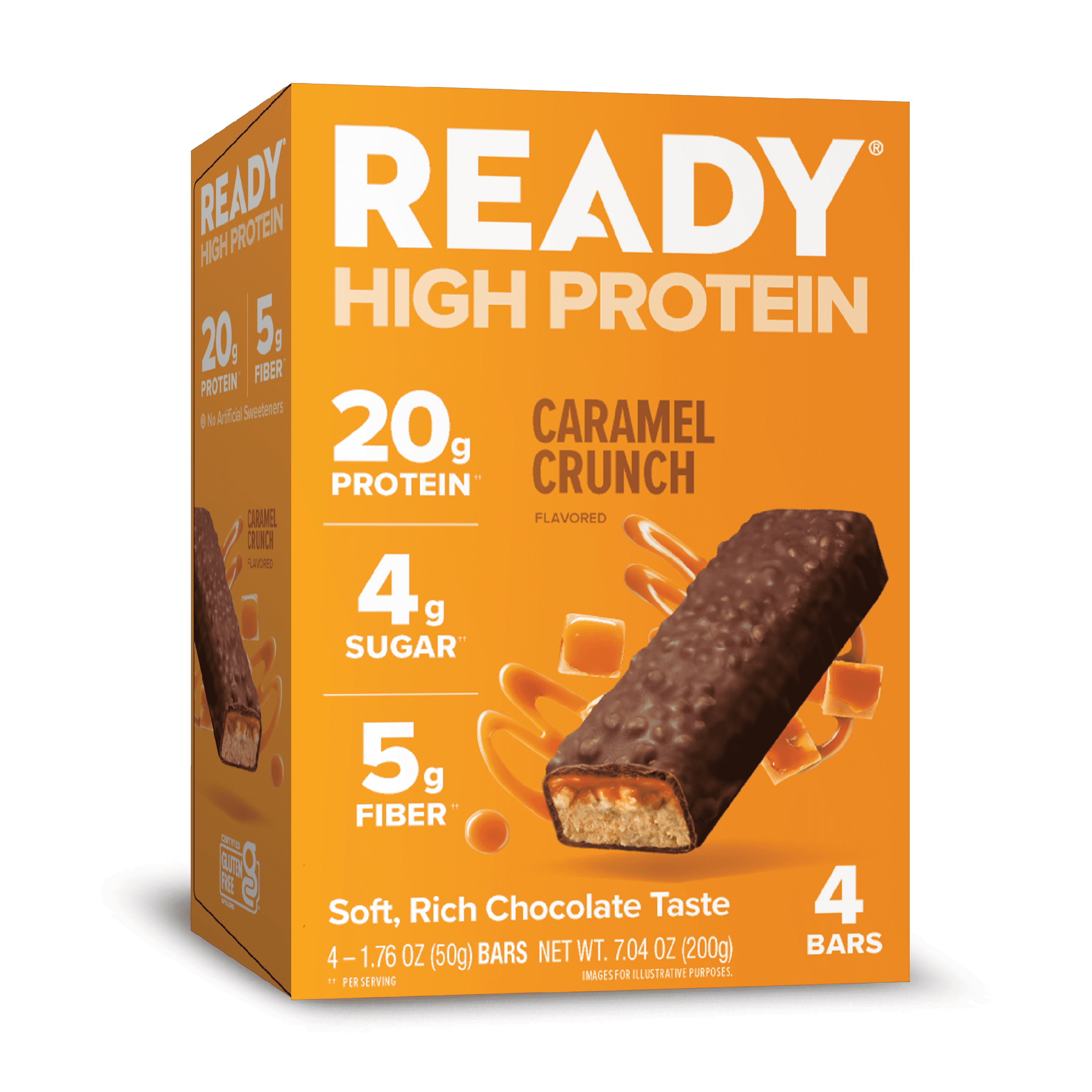 Ready High Protein Bar, 20g Caramel Crunch, 4 Count - Walmart.com