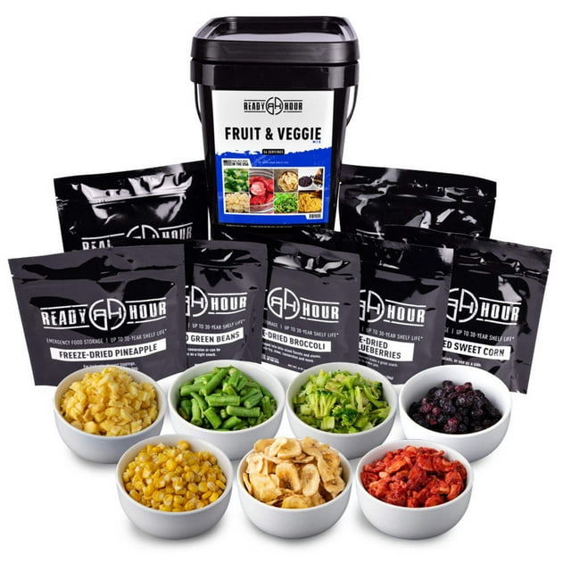 Ready Hour Fruit & Veggie Mix, Real Non-Perishable Freeze-Dried Food, 30-Year Shelf Life ...