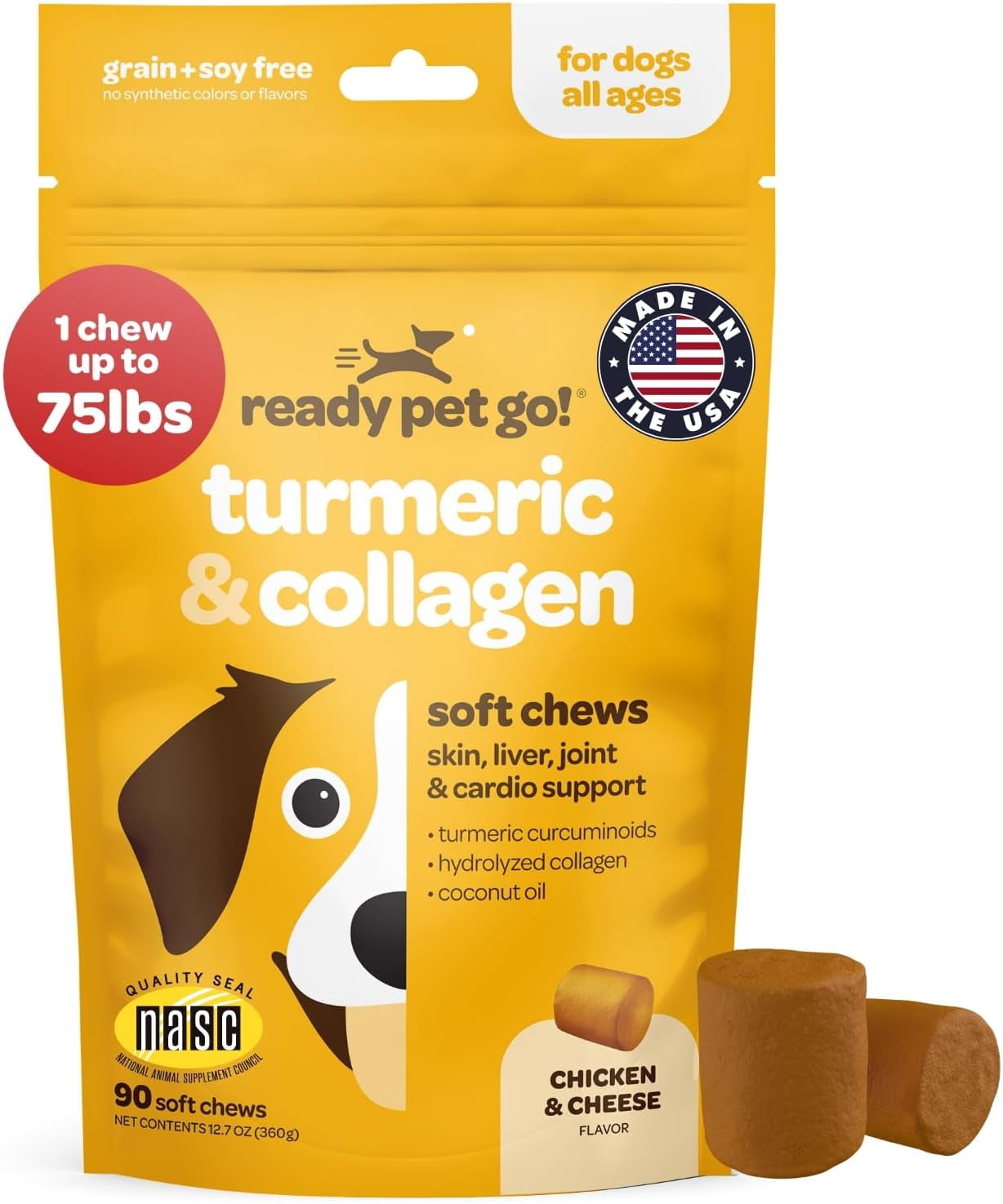Ready Pet Go! Dog Treats, Turmeric Supplement & Collagen Chews for Dogs ...