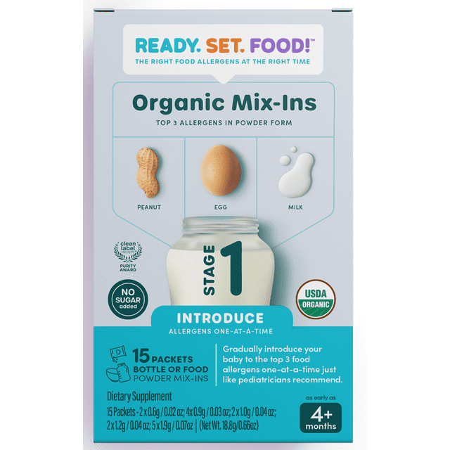 Ready, Set, Food! Early Allergen Introduction Mix-Ins, 4+ Months, Stage 1 15 Day, Unflavored ...