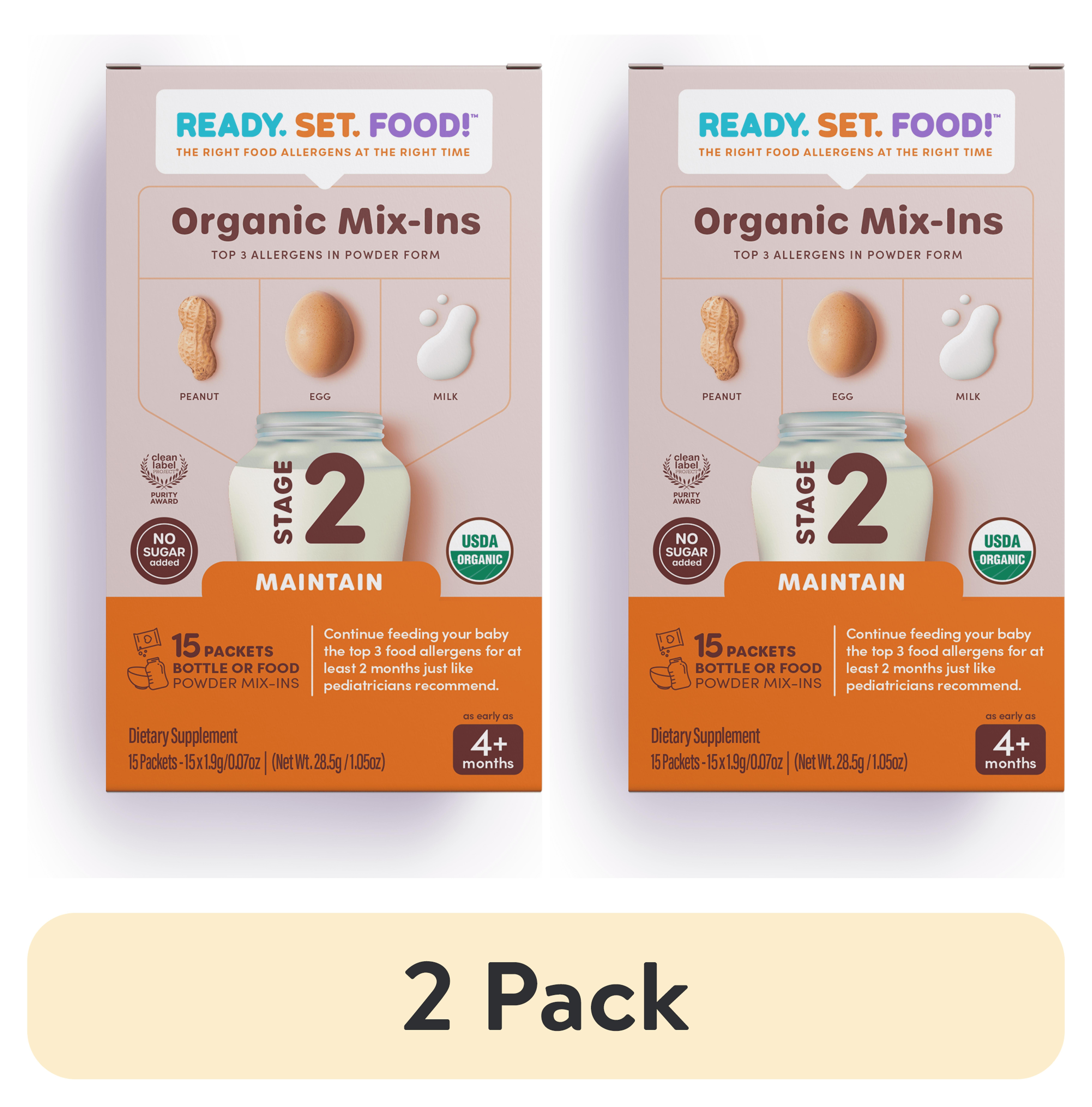 (2 pack) Ready, Set, Food! Organic Early Allergen Introduction Mix-Ins ...