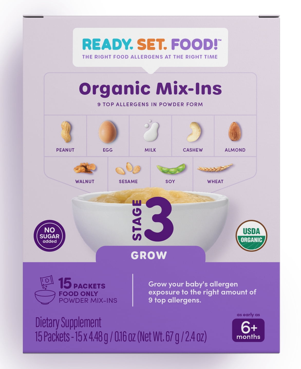 Ready. Set. Food! Organic Early Allergen Introduction Mix-Ins, Babies 6 ...