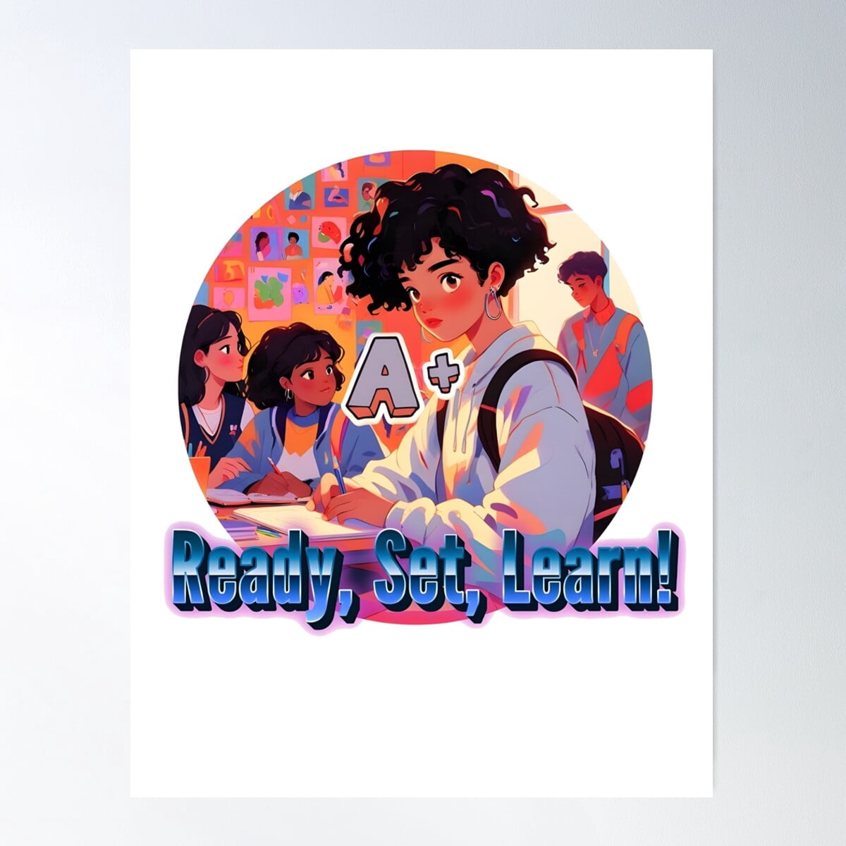Ready, Set, Learn!, Back To School Poster Wall Art, Modern Wall Decor ...