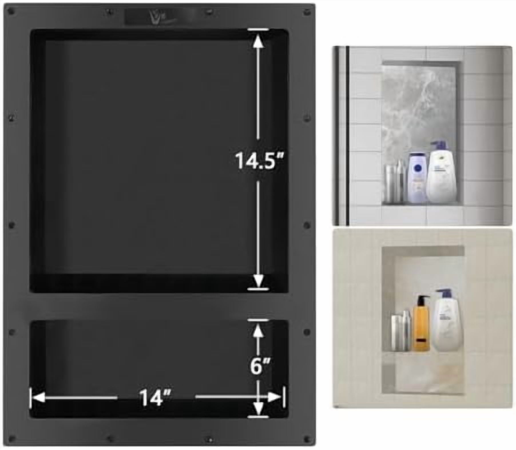 Ready Tile Double Shelf Shower Niche 25" x 17" x 4" Dimensions ...