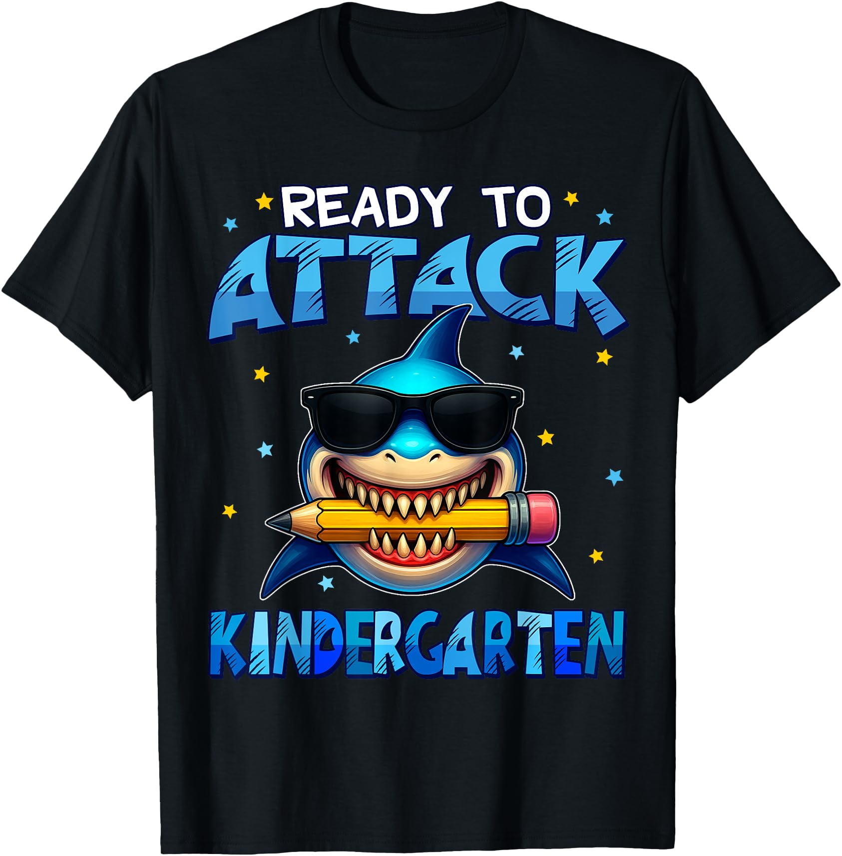 Ready To Attack Kindergarten Shark First Day Of School Boys T-Shirt ...