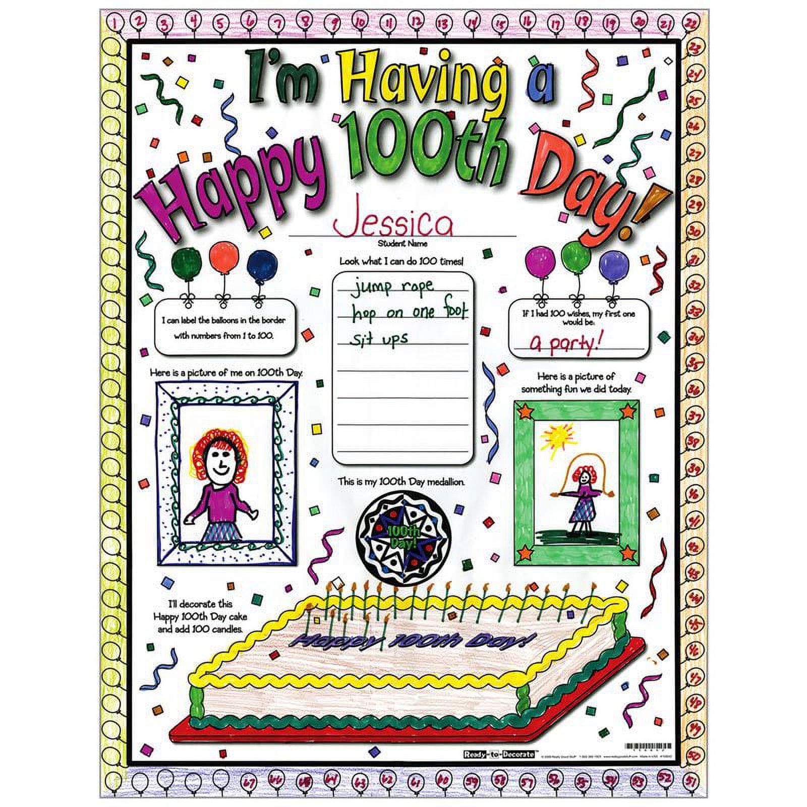 Ready-To-Decorate? Happy 100th Day! Posters - Class Set - Walmart.com