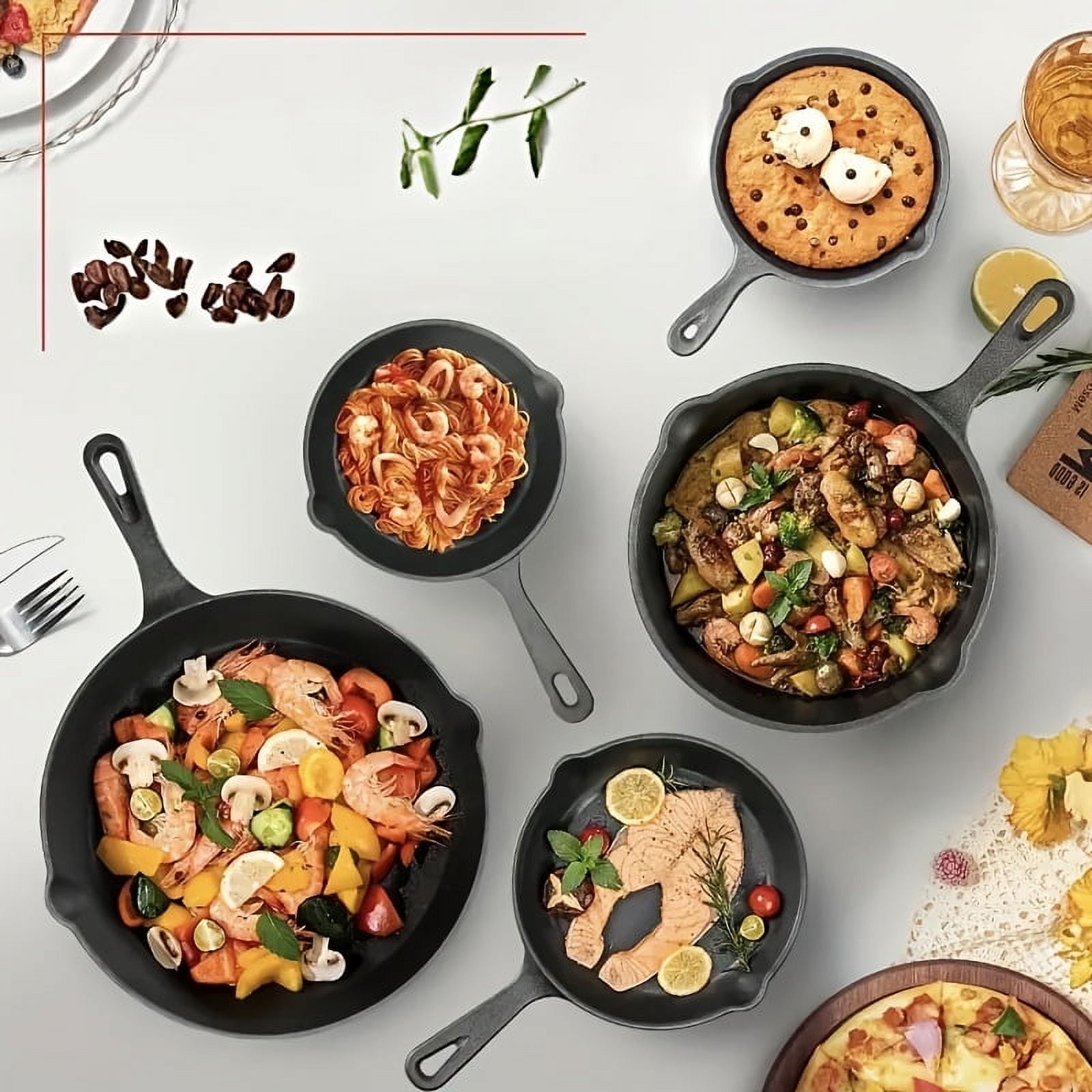 Ready to Use Cast Iron Skillet Set (3 or 4-Piece) - Heavy Duty Pre ...