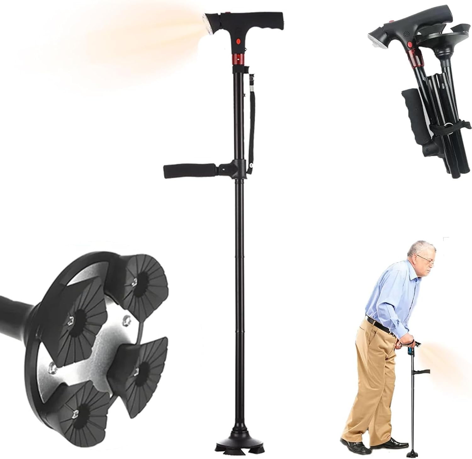 Ready Walker Cane,ReadyWalker Smart Cane with LED Light & Alarm ...