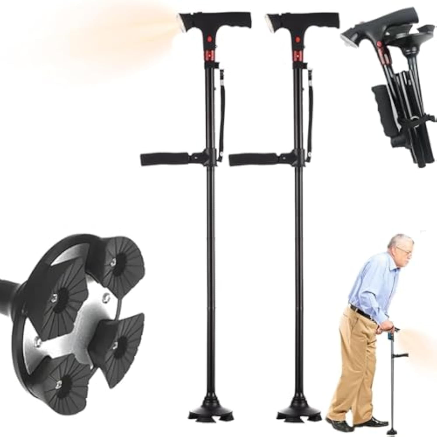 Ready Walker Cane,ReadyWalker Smart Cane with LED Light & Alarm ...