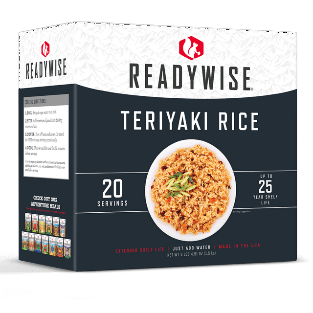 Ready Wise Teriyaki & Chicken 20 Serving, Shelf-Stable, Emergency Meal ...