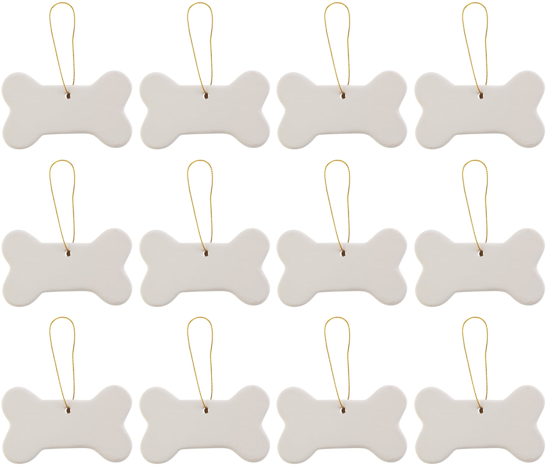 Creative Hobbies DIY Ceramic Bisque Bone Shape Ornaments, 12 Pack, 2.3 ...