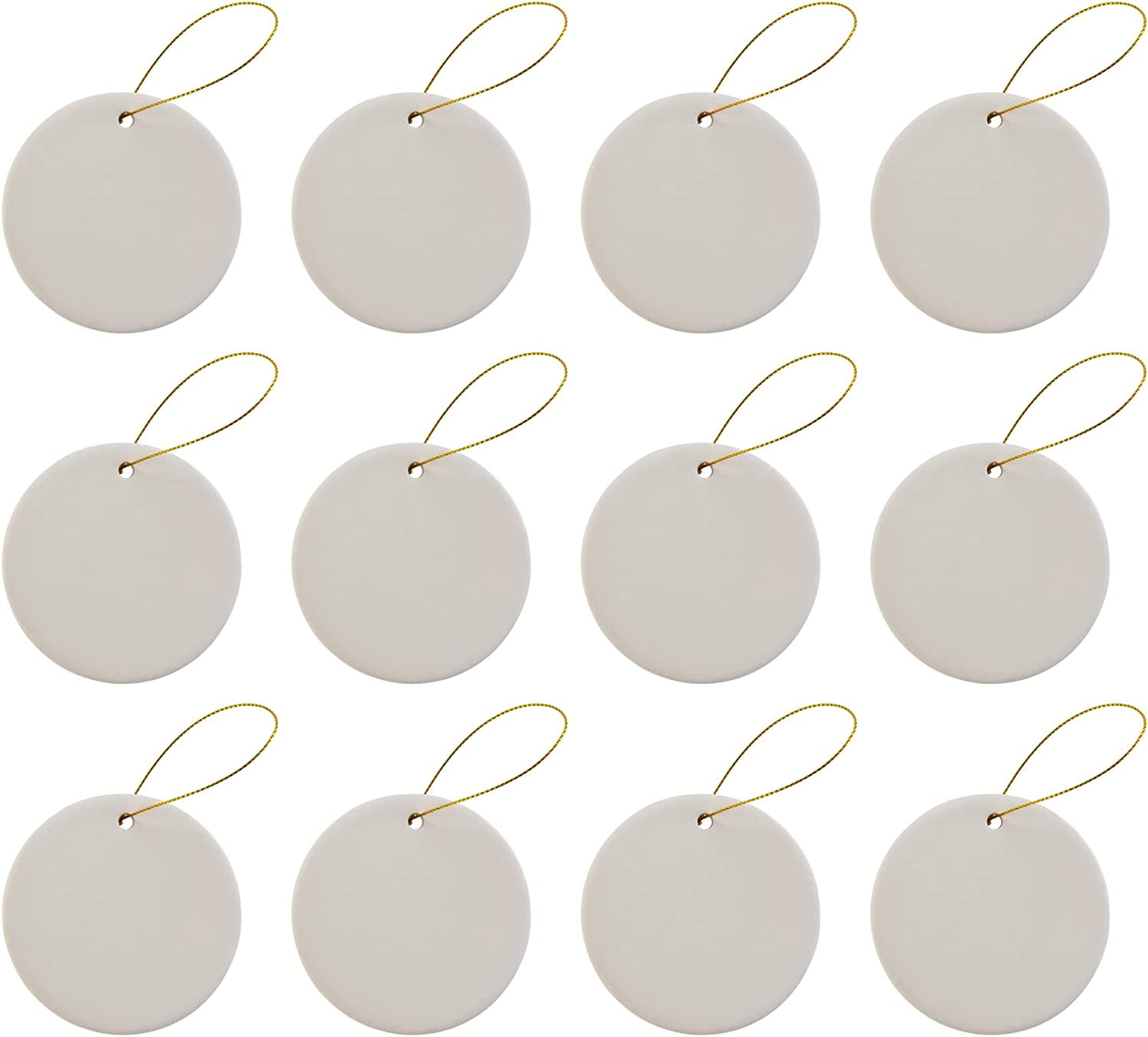 Ready to Paint DIY Ceramic Bisque Round Circle Ornaments with Hanger ...