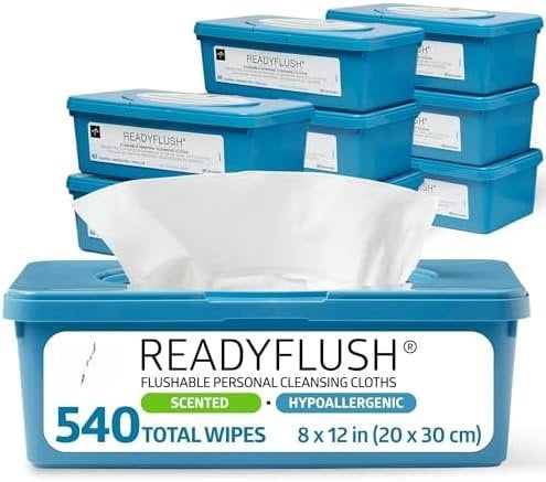 ReadyFlush Flushable Wipes, 540 Wipes (60 Wipes, 9 Tubs), Scented ...