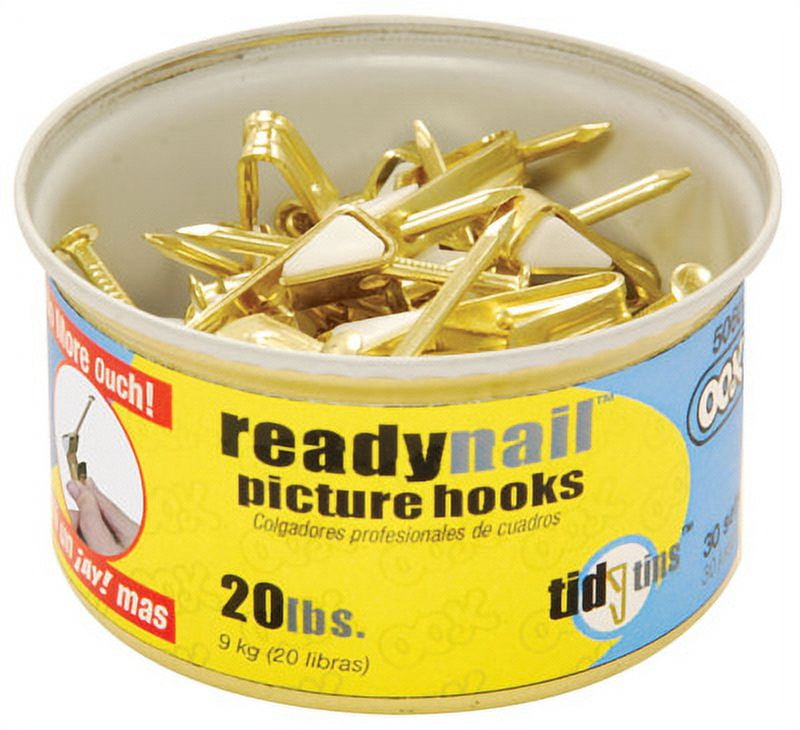 ReadyNail 30 Piece 20 LB Maximum Conventional Hook Tidy Tin Hands Free ...