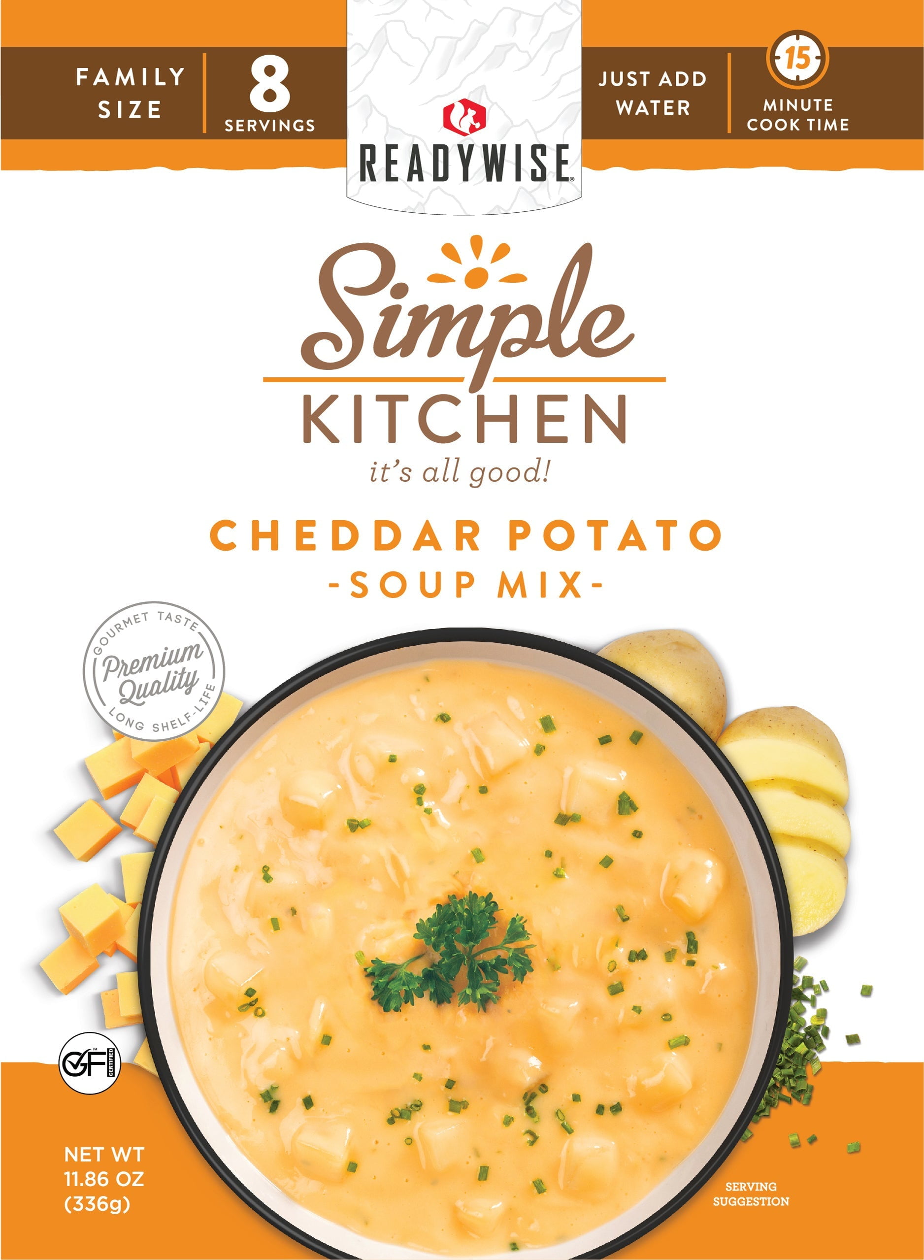 ReadyWise Cheddar Potato Soup Mix, Shelf-Stable, 8 Servings, 6 Pack ...