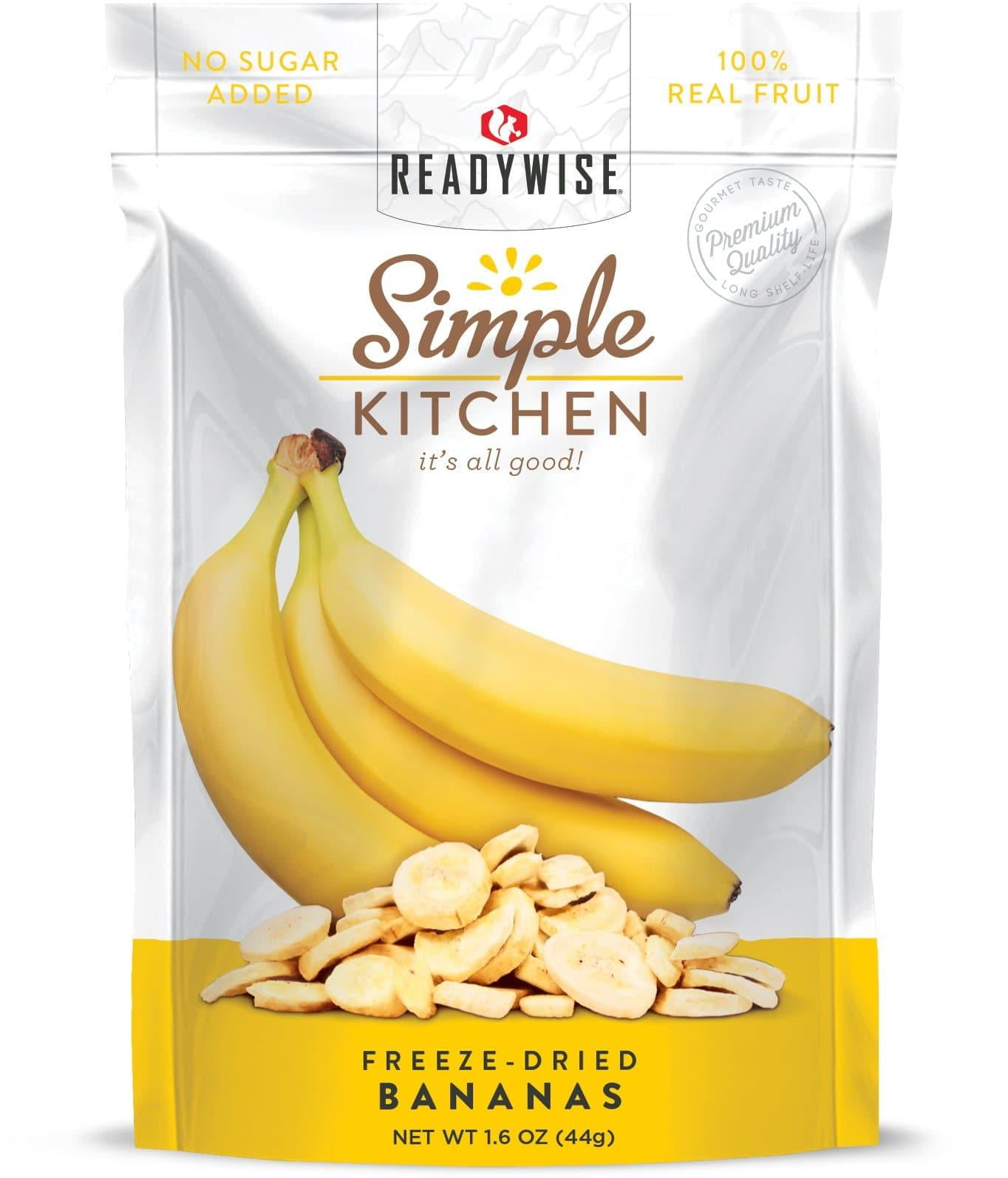 ReadyWise Simple Kitchen Freeze-Dried Bananas, Single Serve Pouch, 1.6 ...