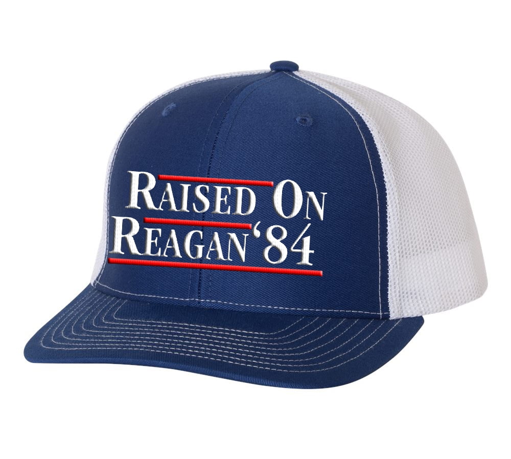 Reagan Bush 1984 Raised On Reagan Political Mens Embroidered Mesh Back ...