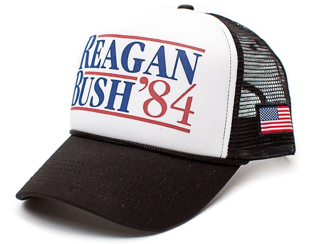 Reagan Bush 84 Hat Custom USA Flag Unisex Adult Cap Black/White ...