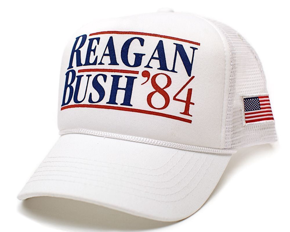Reagan Bush 84 Hat Custom USA Flag Unisex Adult Cap White/White ...
