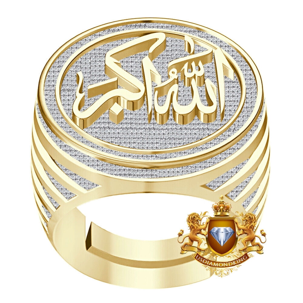Real 1.75 Ct. VVS1 MOISSANITE Diamond Muslim Takbir Allahu Akber Allah ...