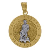 Real 10K Two Tone Gold 0.95" Religious Pray For Us St. Lazarus ...