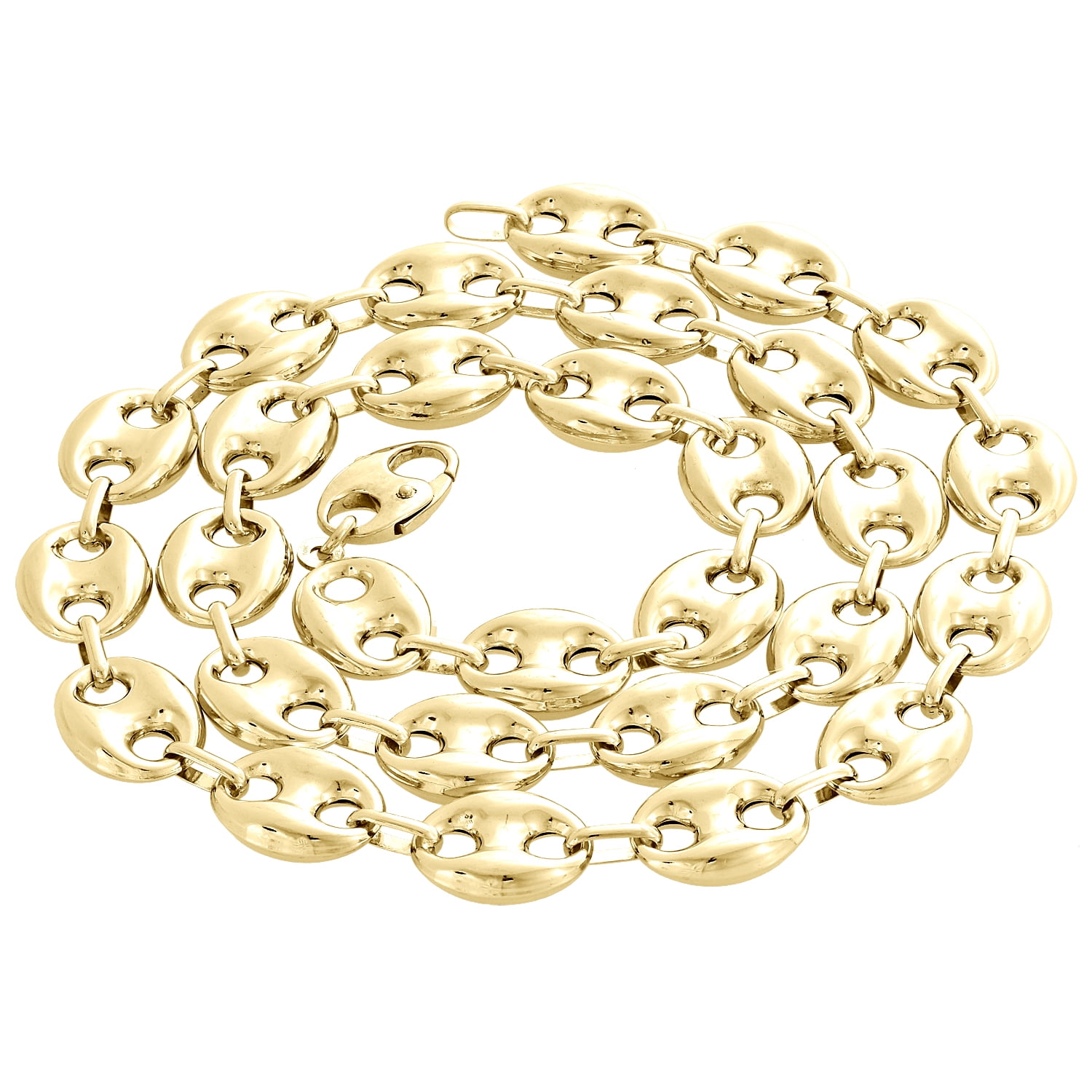 Real 10K Yellow Gold 3D Hollow Puff Gucci Link Chain 12mm Necklace 28 ...