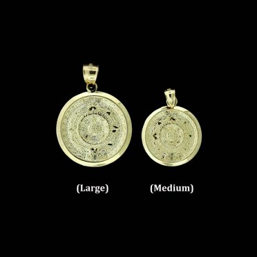 Aztec Charm Solid 14k Yellow Gold Calendario Azteca Mayan Sun Pewtar ...