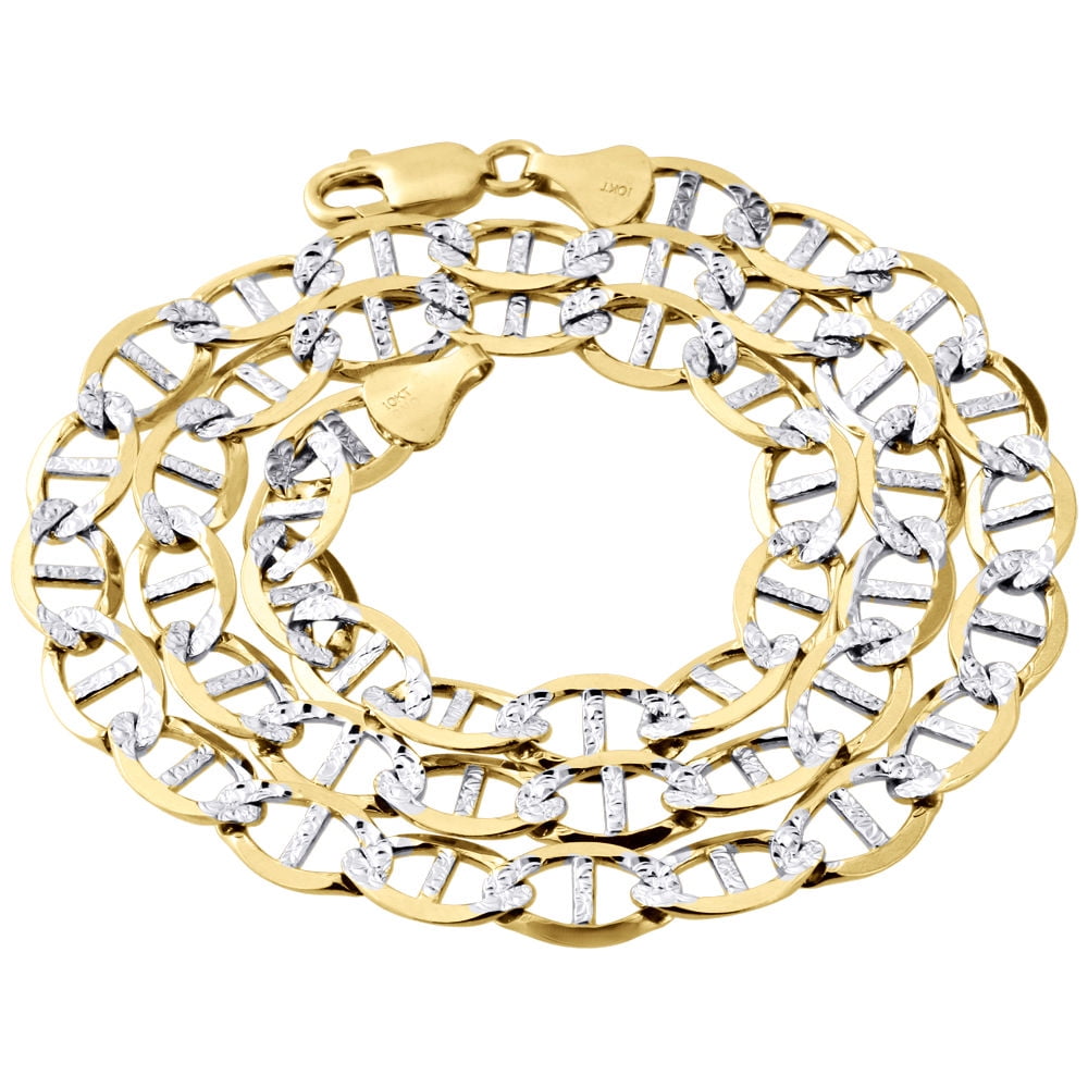 Real 10K Yellow Gold Diamond Cut Solid Mariner Chain - Walmart.com