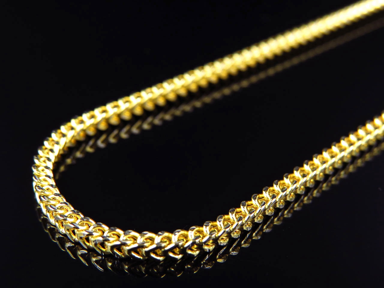 Real 10K Yellow Gold Hollow Diamond Cut Franco Style Chain Necklace 22 ...