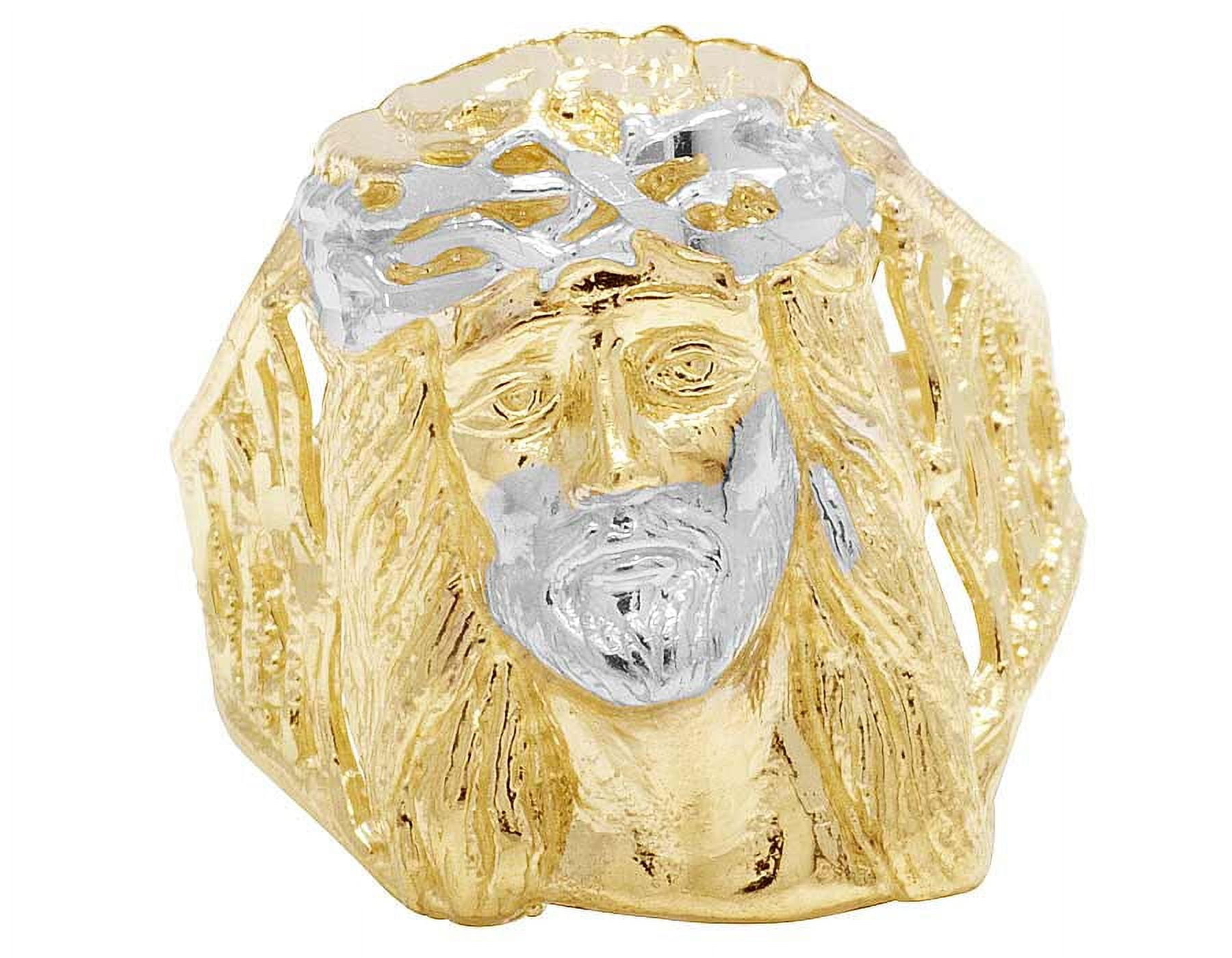 Real 10K Yellow Gold Jesus Face Ring 23MM - Walmart.com