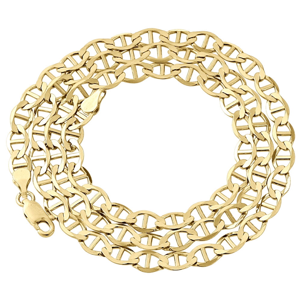 Real 10K Yellow Gold Solid Flat Mariner Chain - Walmart.com