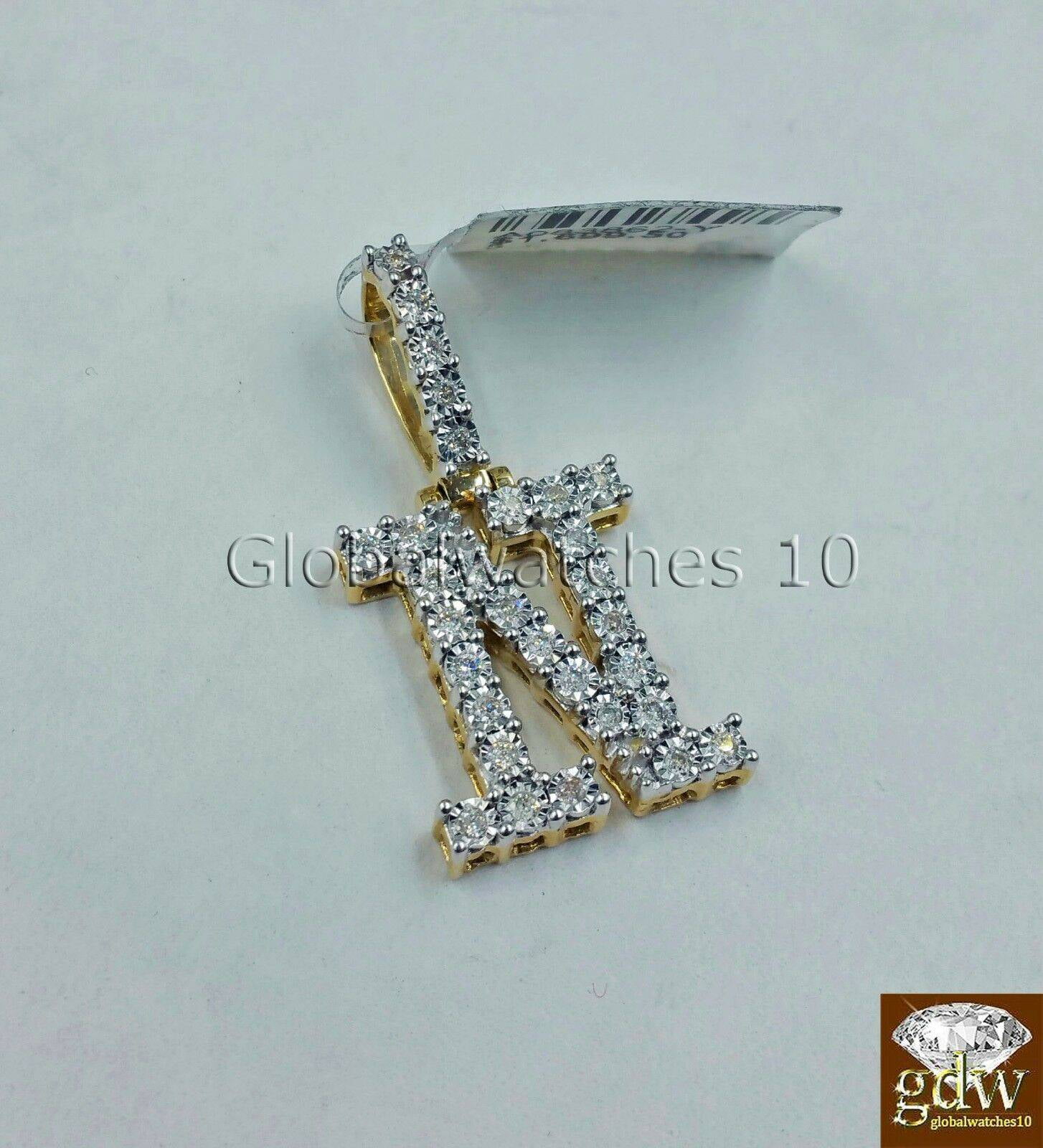 Real 10k Gold Diamonds Letter N Initial Alphabet Charm Pendant ...