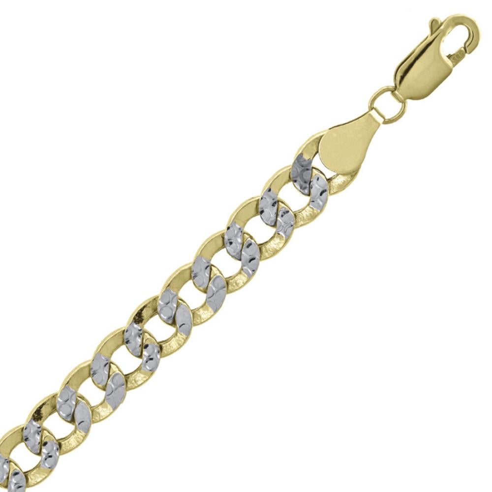 Real 10k Two-tone Gold-Hollow Pave Cuban Chain 7.7mm 26" Necklace ...