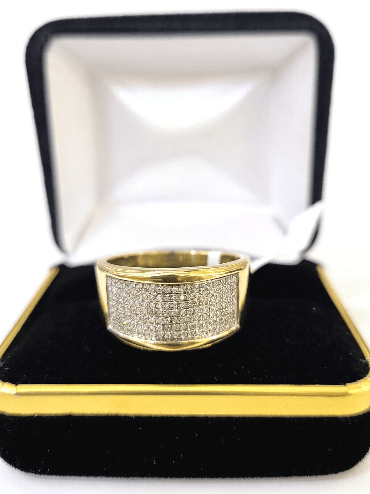 Real 10k Yellow Gold Diamond Mens Ring Band Wedding Genuine Natural ...
