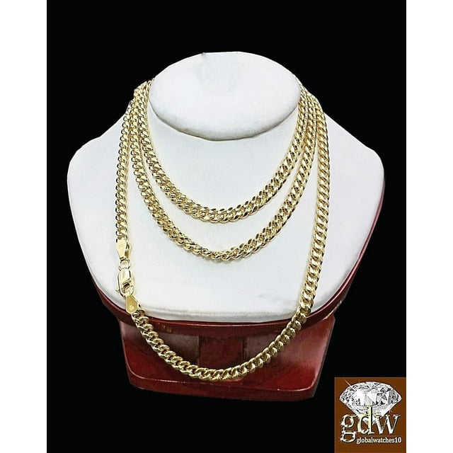 Real 10k Yellow Gold Miami Cuban Chain Necklace 20" 22" 24" 26" Inch ...