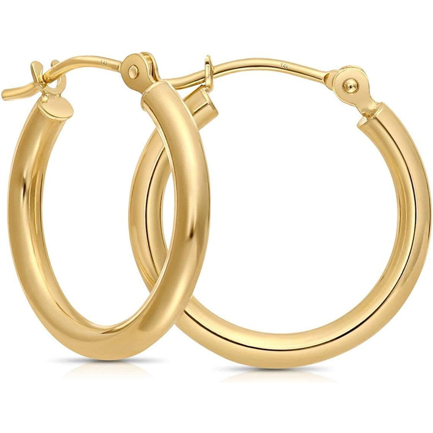 Real 14k Yellow Gold Polished Round Small Hoop Earrings, 14mm 0.55 ...