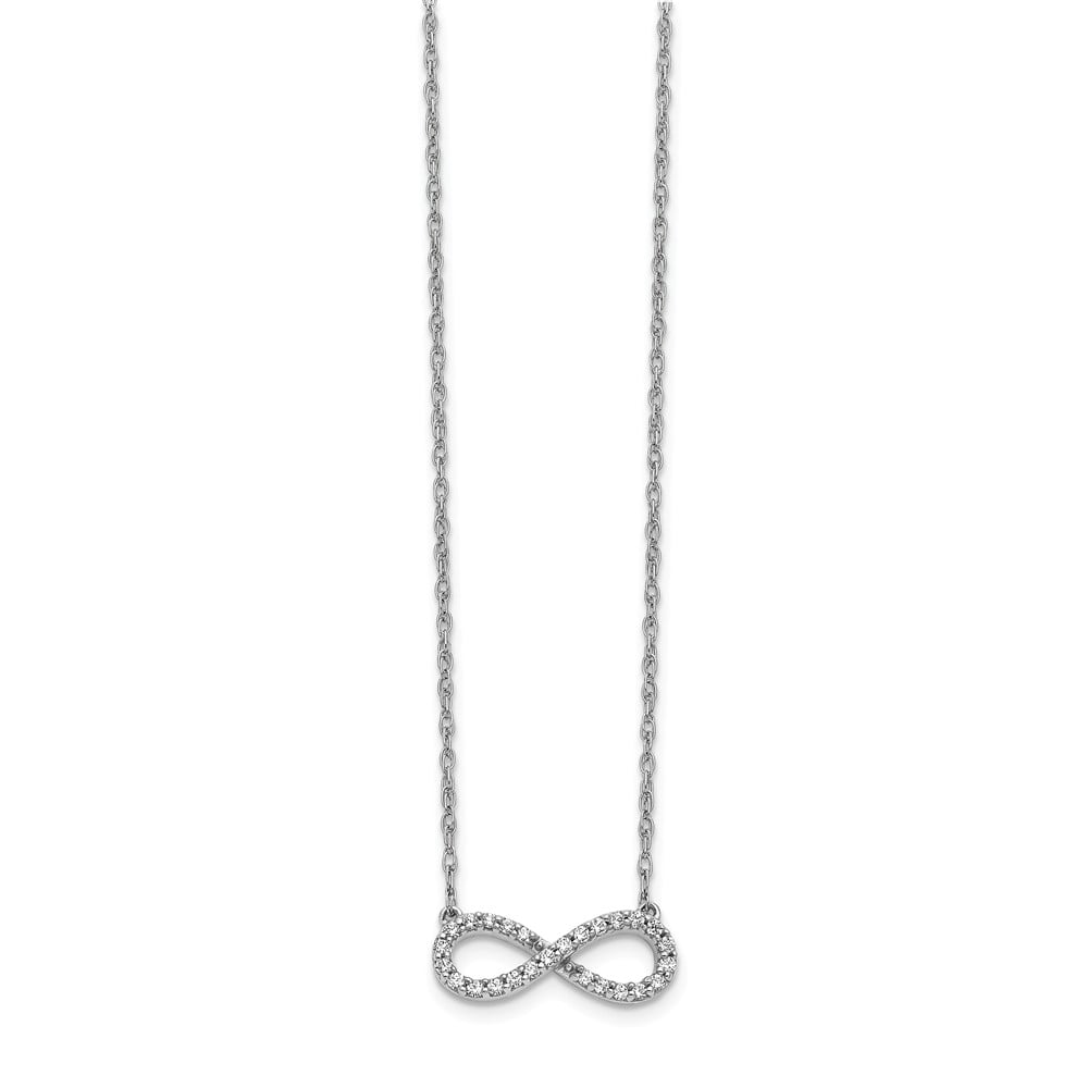 Real 14kt White Gold Polished Diamond Infinity Symbol 18 inch Necklace ...